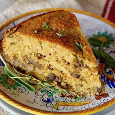 Savory Polenta Cake with Mushrooms | Cooking On The Weekends