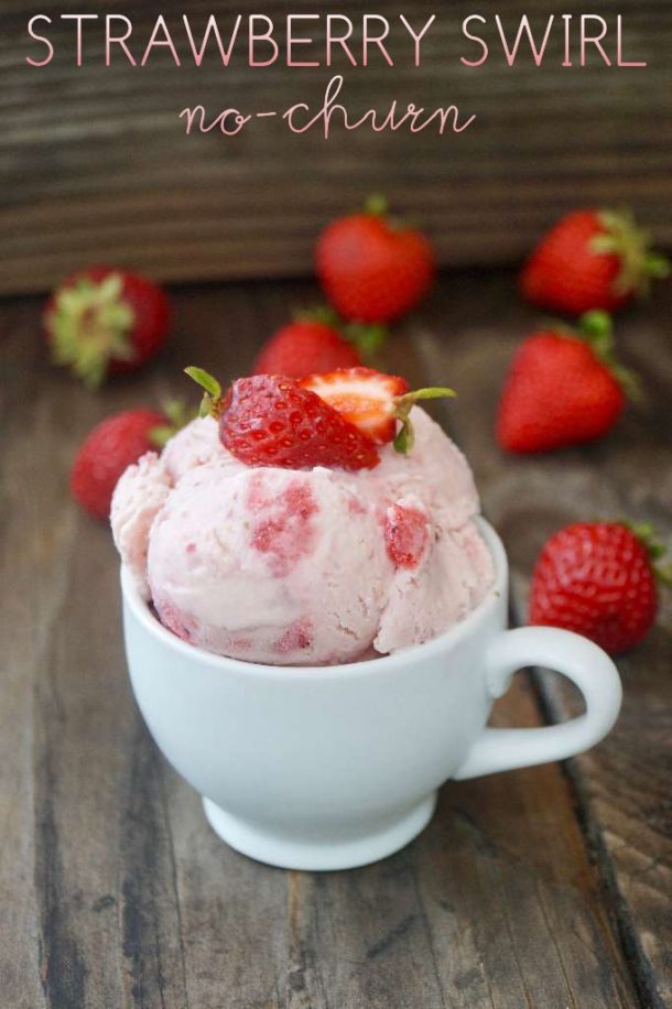 Strawberry Swirl Ice Cream (No-Churn) | Cooking On The Weekends