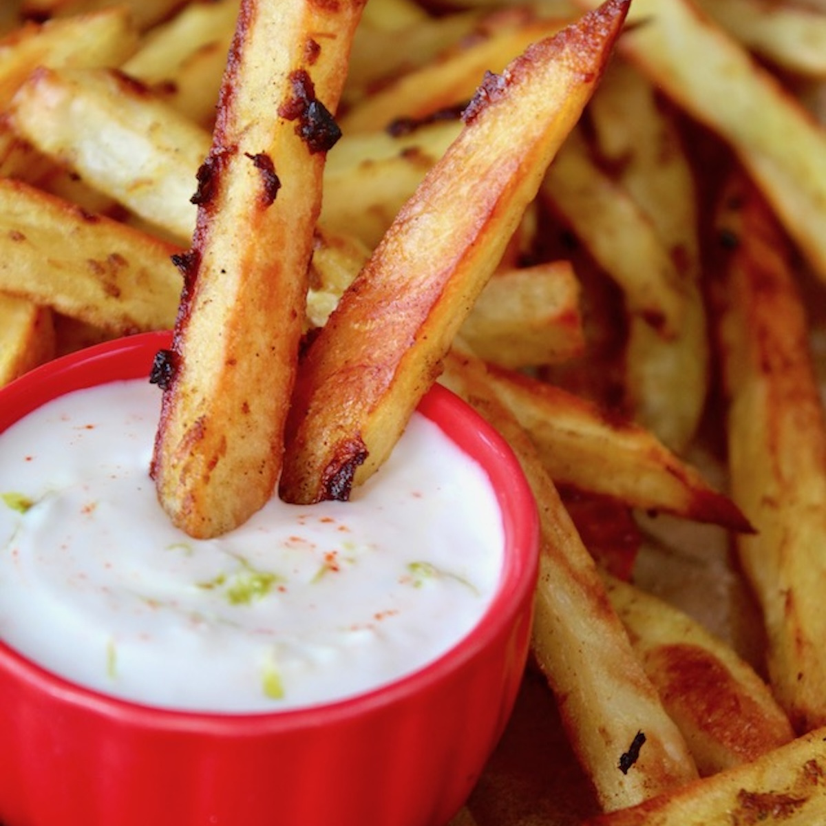 Curry Fries with Yogurt Lime Dip | Cooking On The Weekends