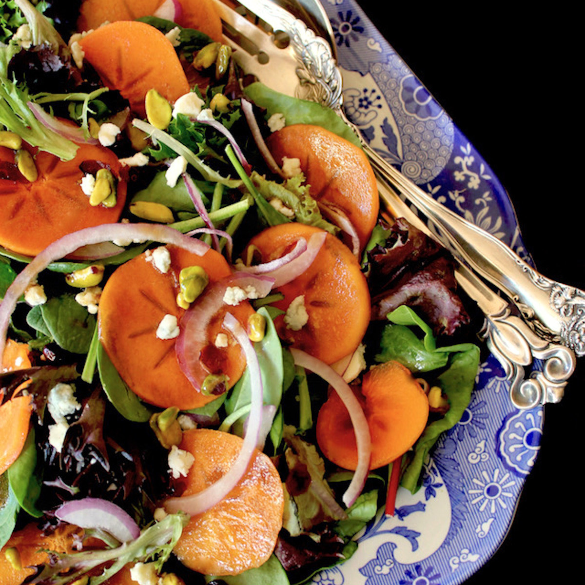 Persimmon Salad with Blue Cheese | Cooking On The Weekends