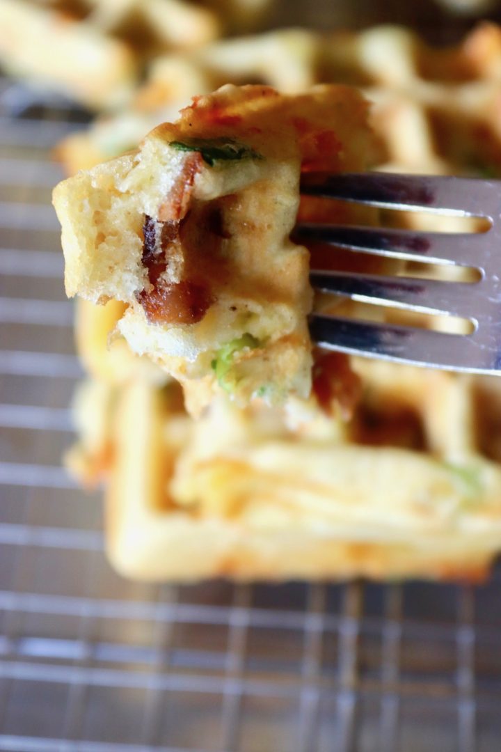 Bacon Cheddar Waffles for Dinner | Cooking On The Weekends